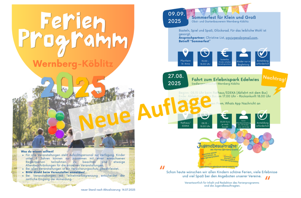 Das neue Ferienprogramm 2025 ist da! – Markt Wernberg-Köblitz